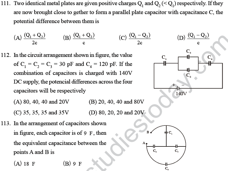 NEET UG Physics Electrostatics MCQs with Answers